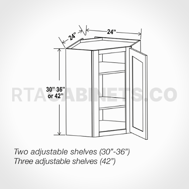 Blue Shaker 24 Diagonal Corner Wall Shelf - RTA Cabinet