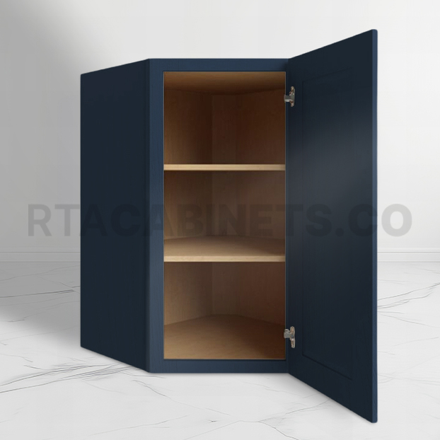 Blue Shaker 24 Diagonal Corner Wall Shelf - RTA Cabinet