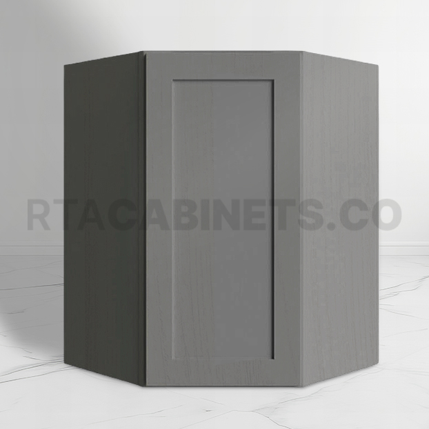 Gray Shaker 27 W Diagonal Corner Wall Shelf - RTA Cabinet