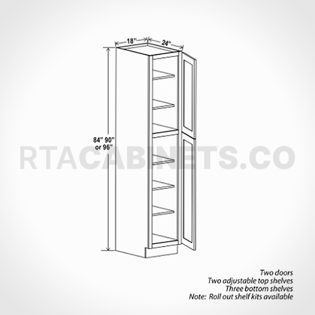 White Shaker 18 W Utility Pantry Cabinet - RTA Cabinet Designs LLC
