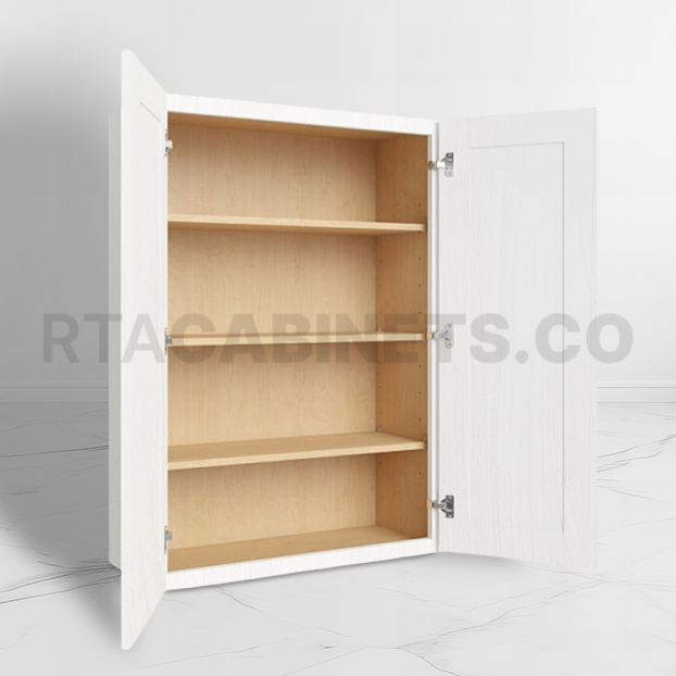 White Shaker 42 H Double Door Wall Cabinet - RTA Cabinet Designs LLC