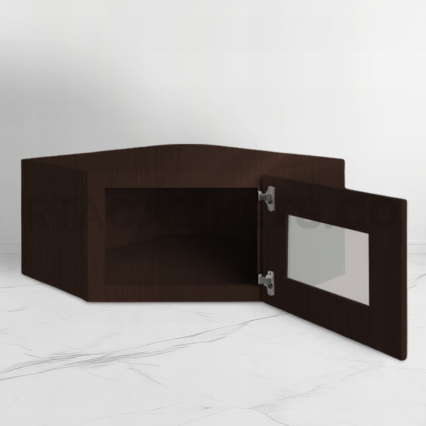 Brown Shaker 12 x 27 Diagonal Corner Wall Shelf
