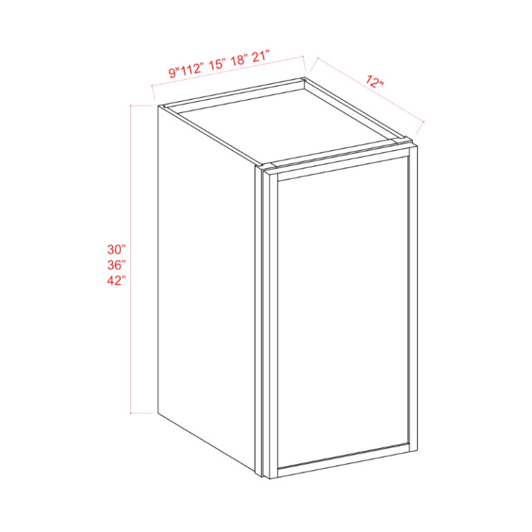 Slim White Oak Shaker 30H Single Door Wall Cabinet